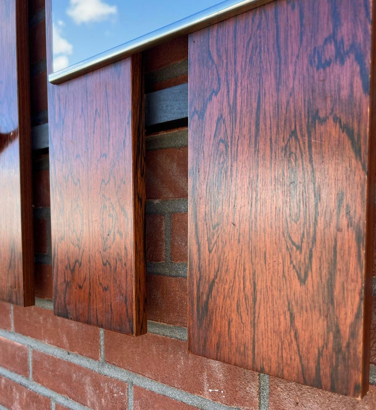 Large Mid-Century Modern Teak Slats Wall Mount Hall Coat Rack with ...