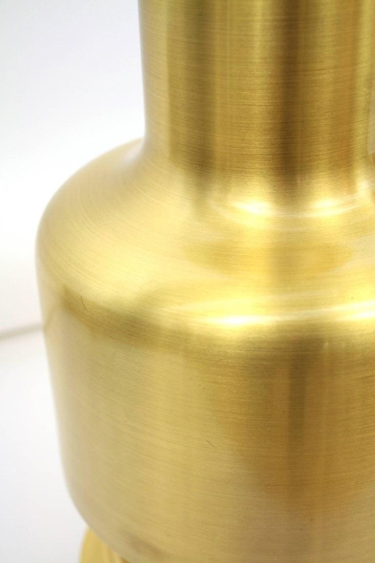 Large Mid-Century Modern Two-Lights Polished Brass Table Lamp at 1stDibs