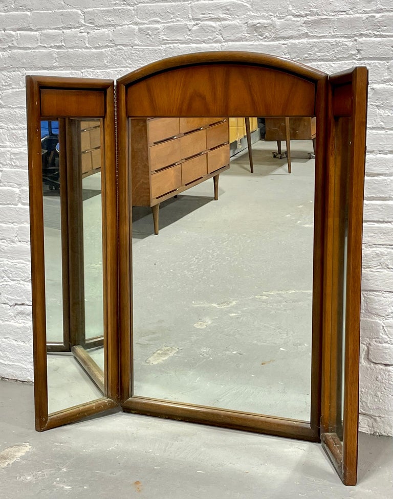 Large Mid-Century Modern Walnut Three Panel Mirror, C. 1960s For Sale ...