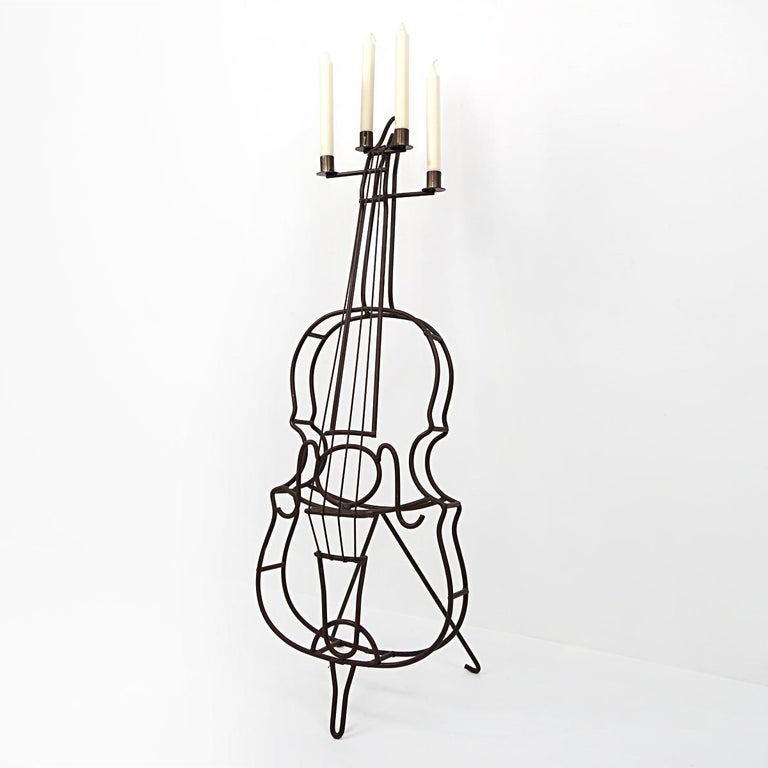 Large Mid-Century Modern Wire Steel Candle Holder in the Shape of a ...