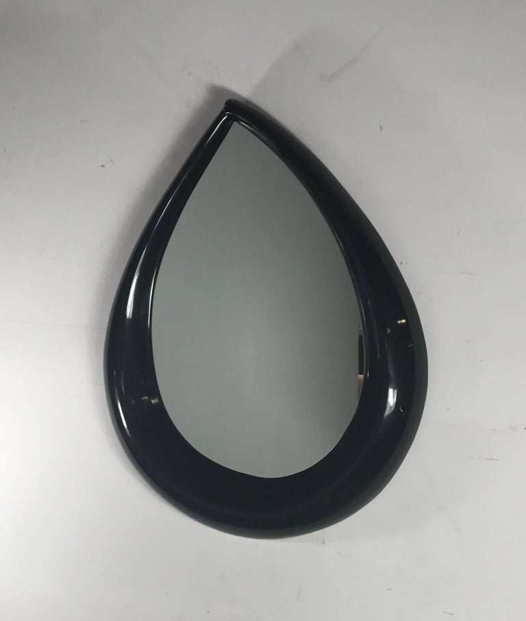 Large Midcentury POP Modern Teardrop Mirror in Black Lacquer, circa ...