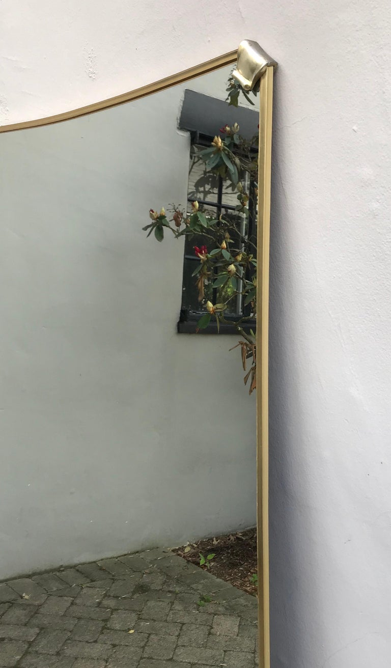 Large Mid Century Rectangular Mirror with Brass Corner Accents by Nurre ...