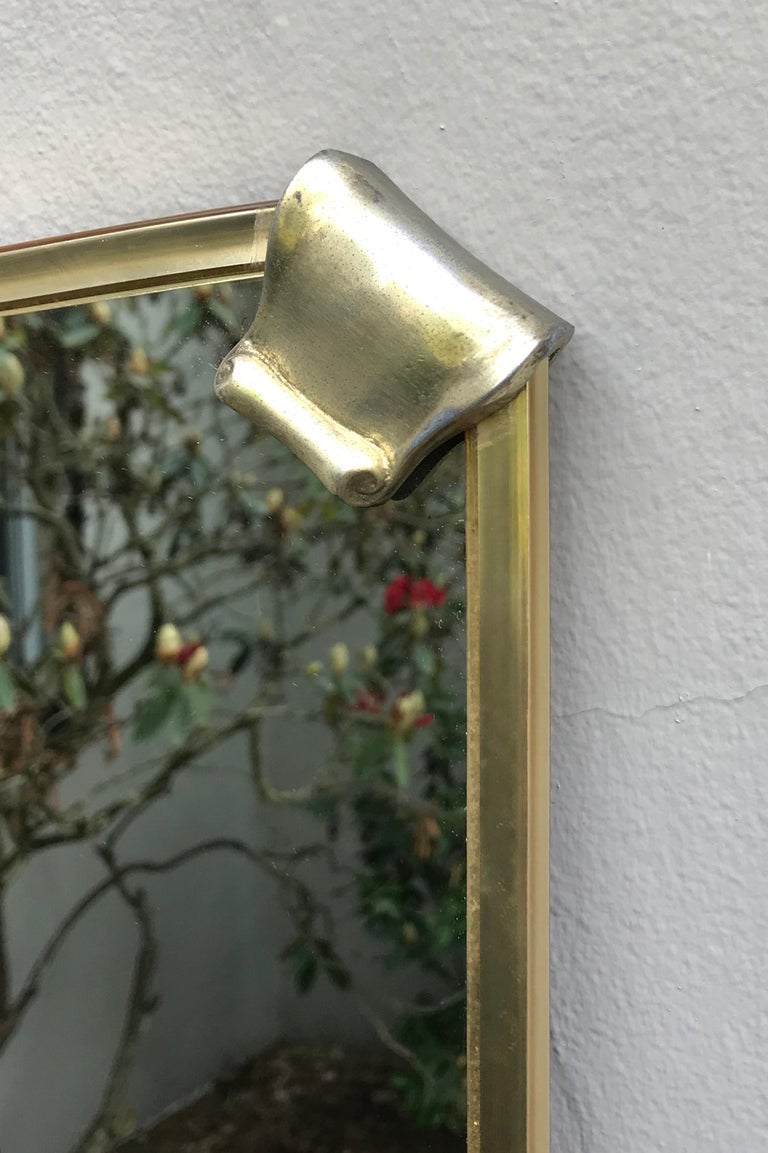 Large Mid Century Rectangular Mirror with Brass Corner Accents by Nurre ...