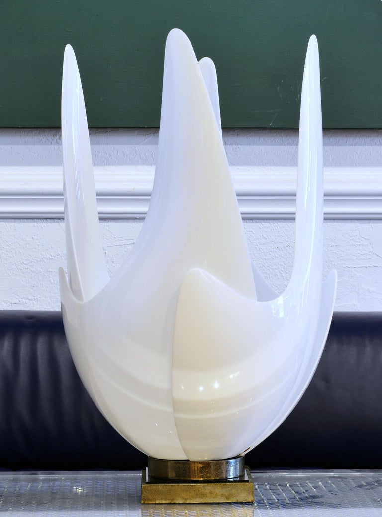 Large Midcentury Sculptural Blossoming White Tulip Lamp by Roger ...