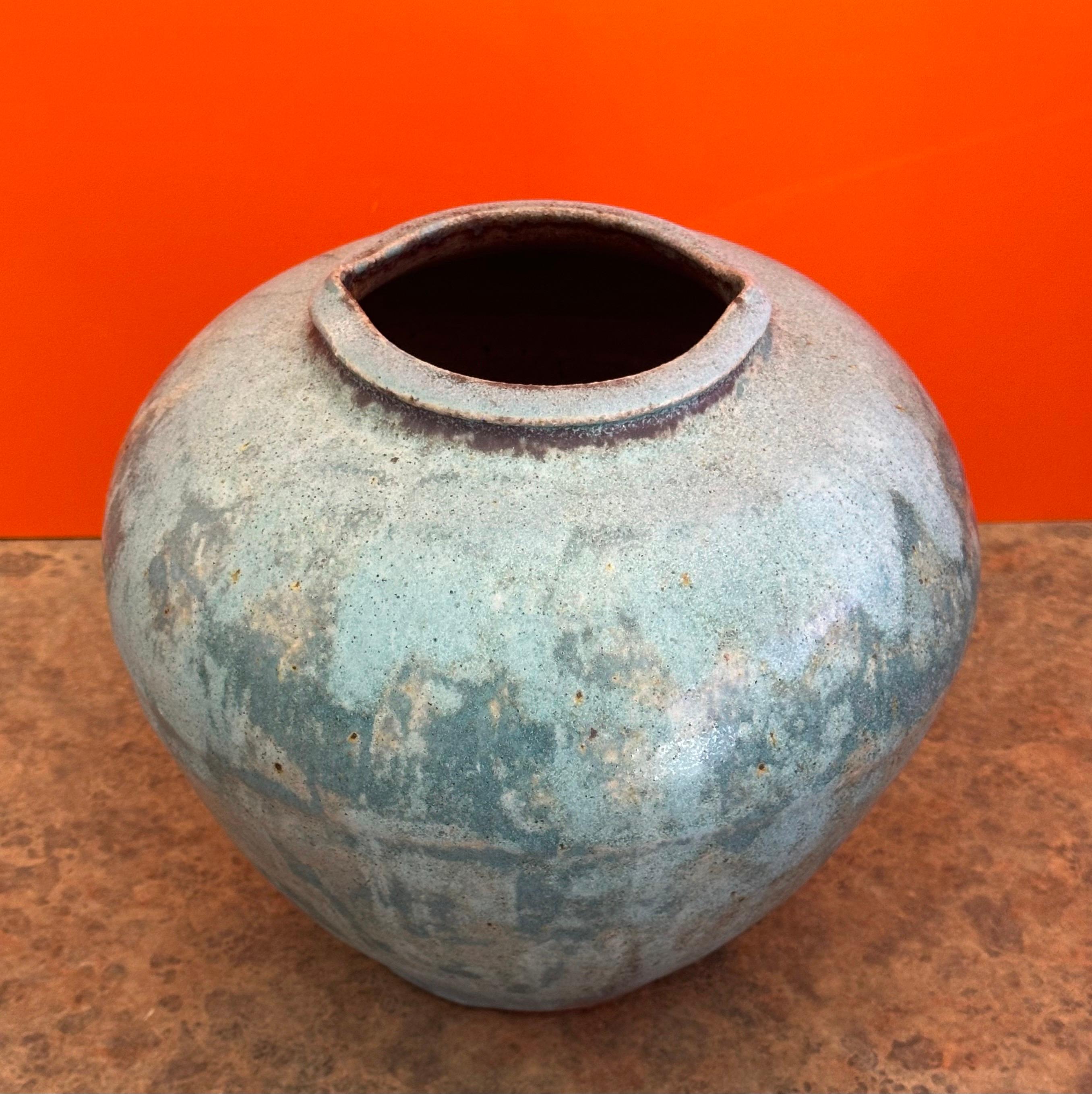Large Mid-Century Signed California Studio Pottery Blue Vase For Sale ...