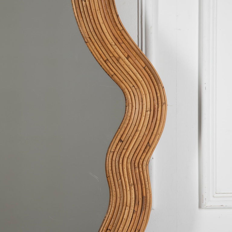Large Mid-Century Style Bamboo Mirror For Sale at 1stDibs