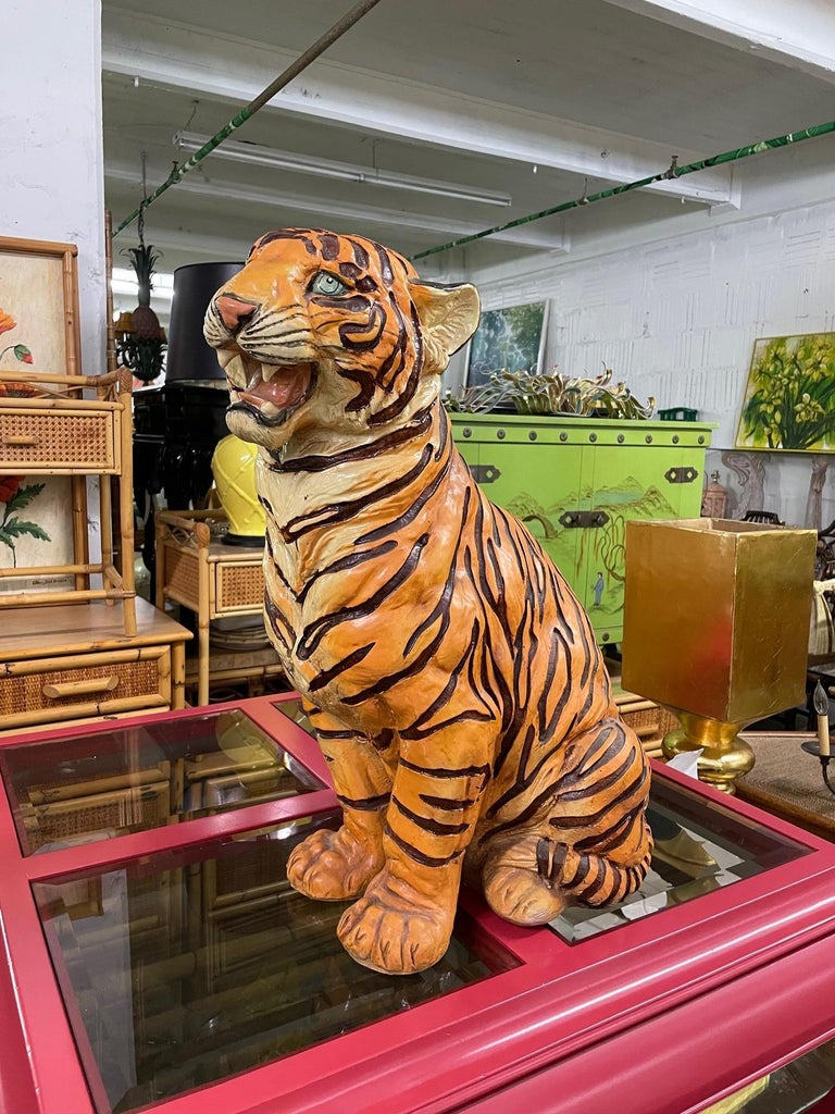 Large Mid-Century Tiger Statue at 1stDibs