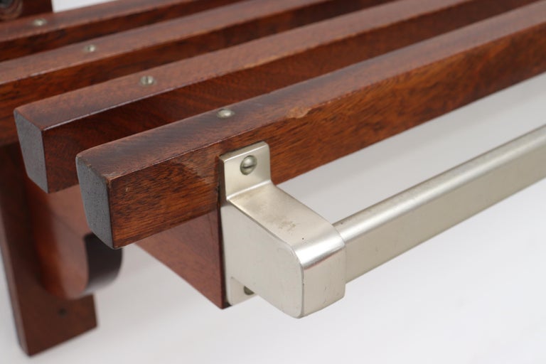 Large Midcentury Wenge Slatted Wall-Mount Coat Rack For Sale at 1stDibs