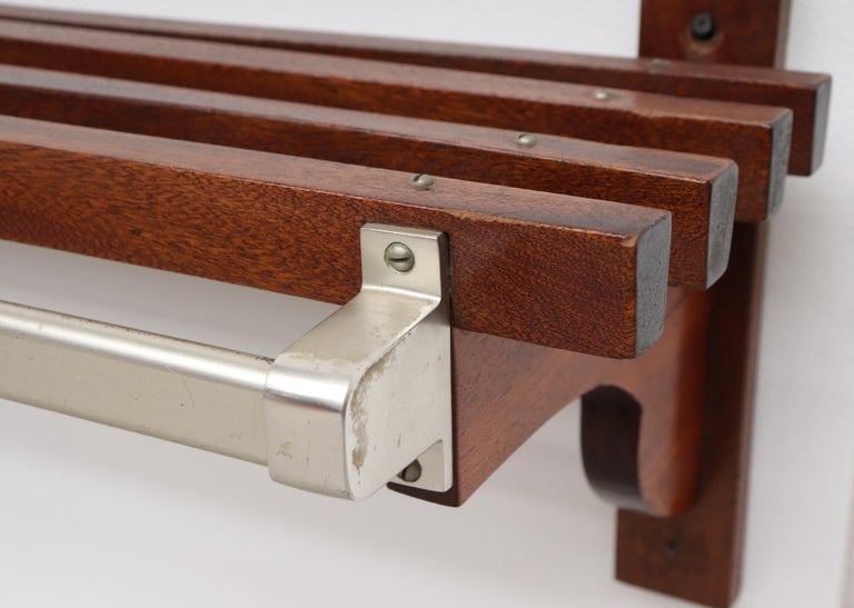 Large Midcentury Wenge Slatted Wall-Mount Coat Rack For Sale at 1stDibs