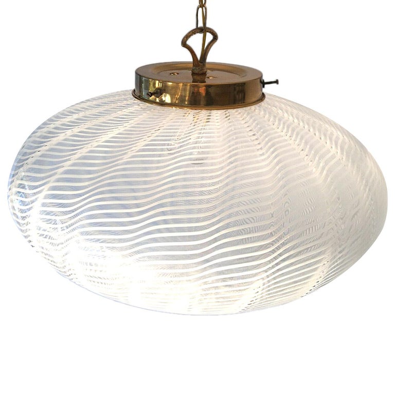 Large Midcentury Blown Glass Light Fixture For Sale at 1stDibs