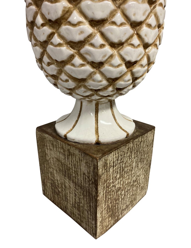 Large Midcentury Ceramic Pineapple Lamp For Sale at 1stDibs