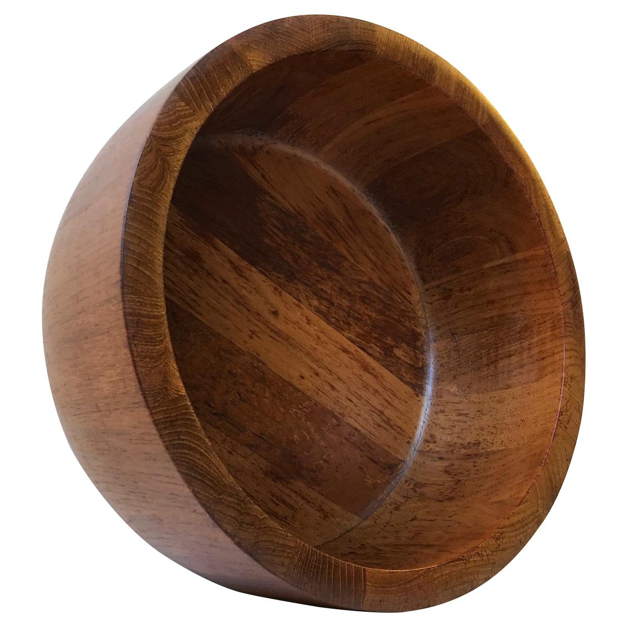 Flat Teak Bowl Hand-Turned Denmark, 1960s For Sale at 1stDibs