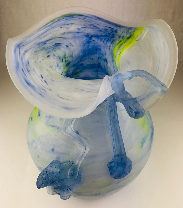 Large Midcentury French Pâte de Verre or Molten Art Glass Vase For Sale ...