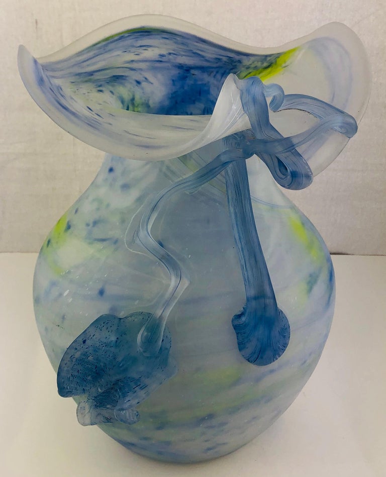 Large Midcentury French Pâte de Verre or Molten Art Glass Vase For Sale ...