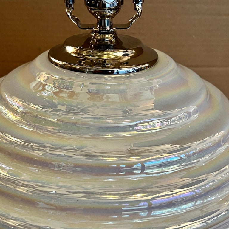 Large Midcentury Pearlescent Glass Lamp For Sale at 1stDibs
