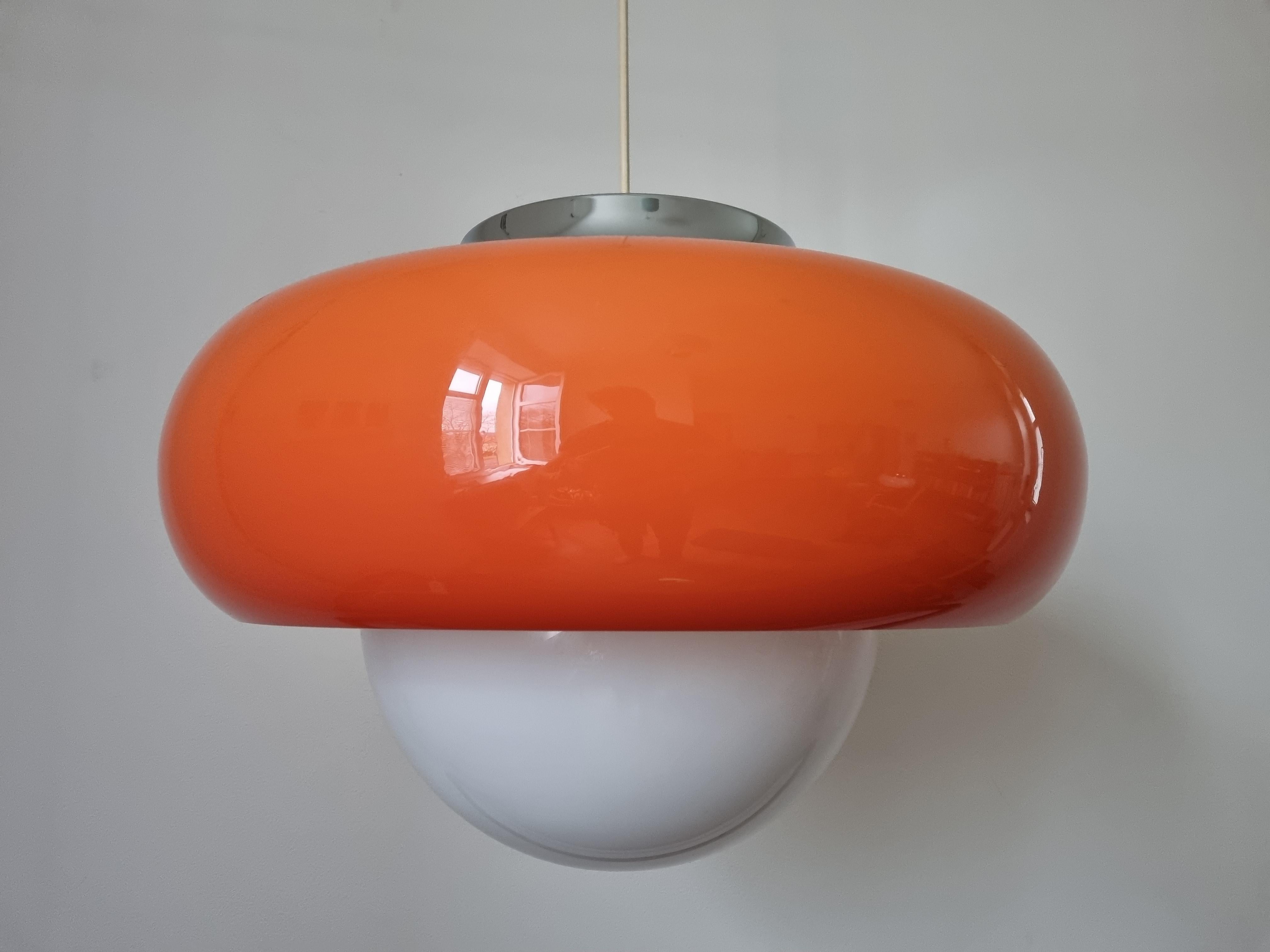 Large Midcentury Pendant Meblo Designed by Harvey Guzzini, Italy, 1970s ...