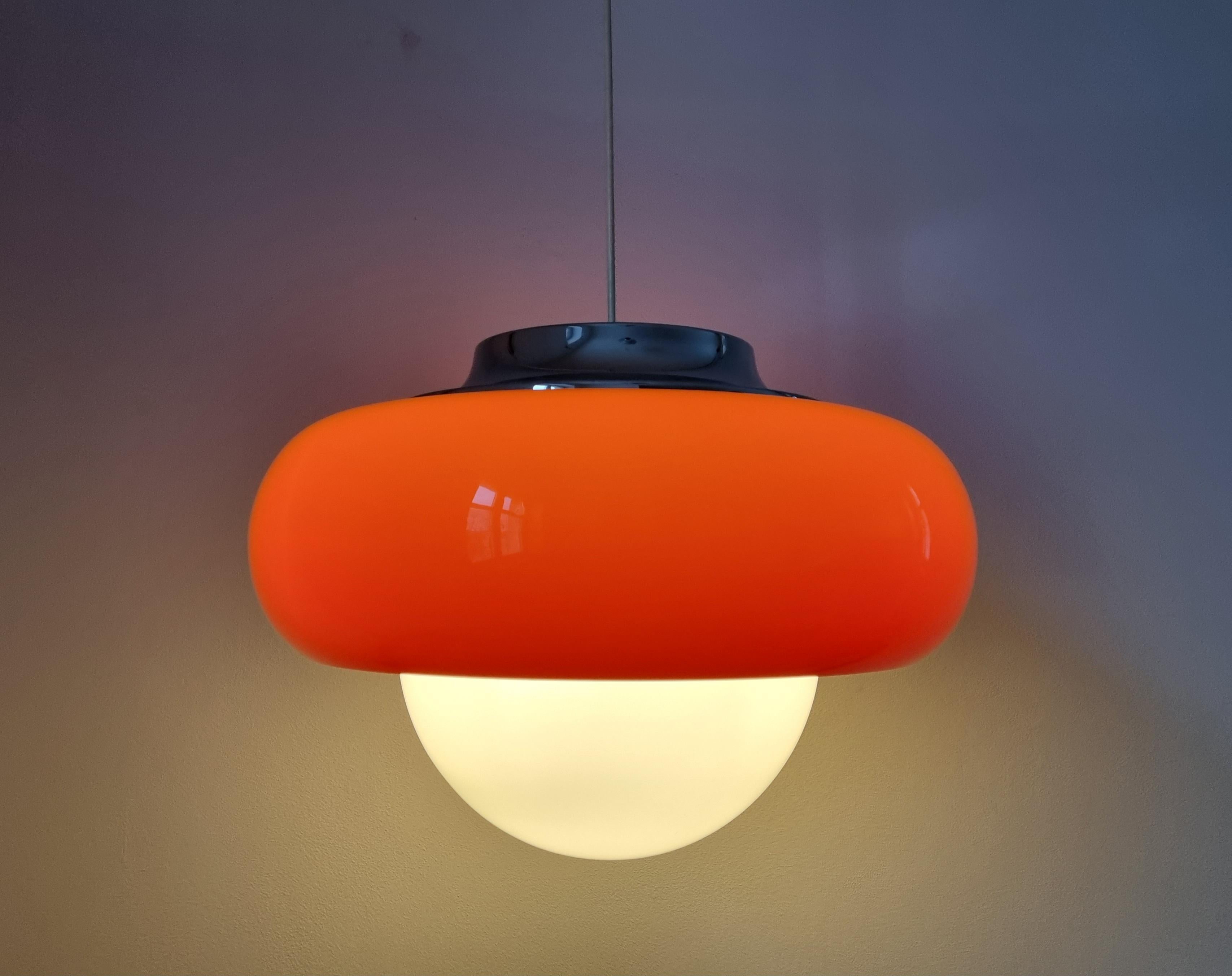 Large Midcentury Pendant Meblo Designed by Harvey Guzzini, Italy, 1970s ...