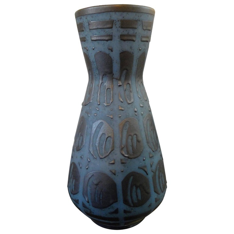 Large Mid-Century West German Matte Glazed Ceramic Vase For Sale at 1stDibs