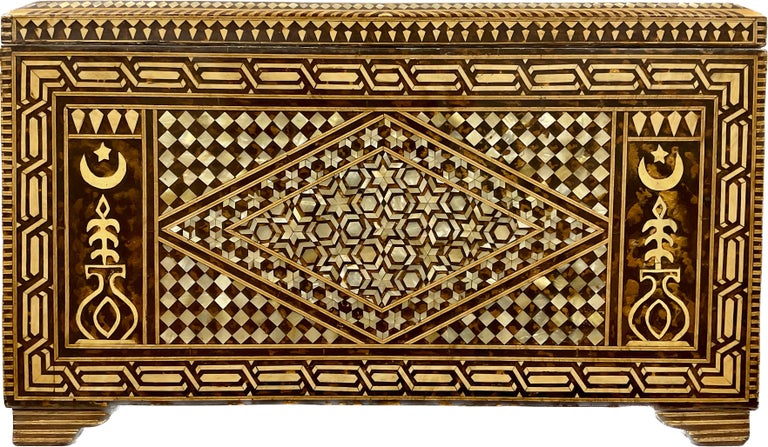 Large Middle Eastern Moorish Turkish Mother-of-pearl Inlaid Chest For ...
