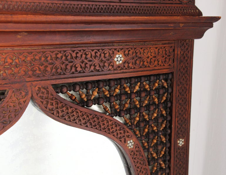 Large Middle Eastern Moorish Wood Wall Mirror at 1stDibs