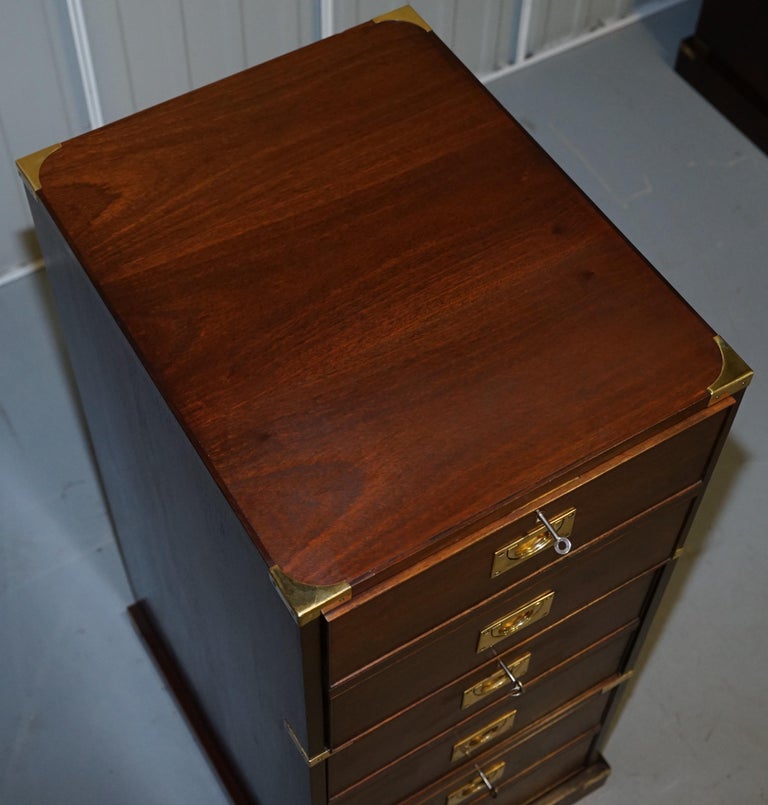 Large Military Campaign Three Drawer Filing Cabinet Mahogany Satinwood ...