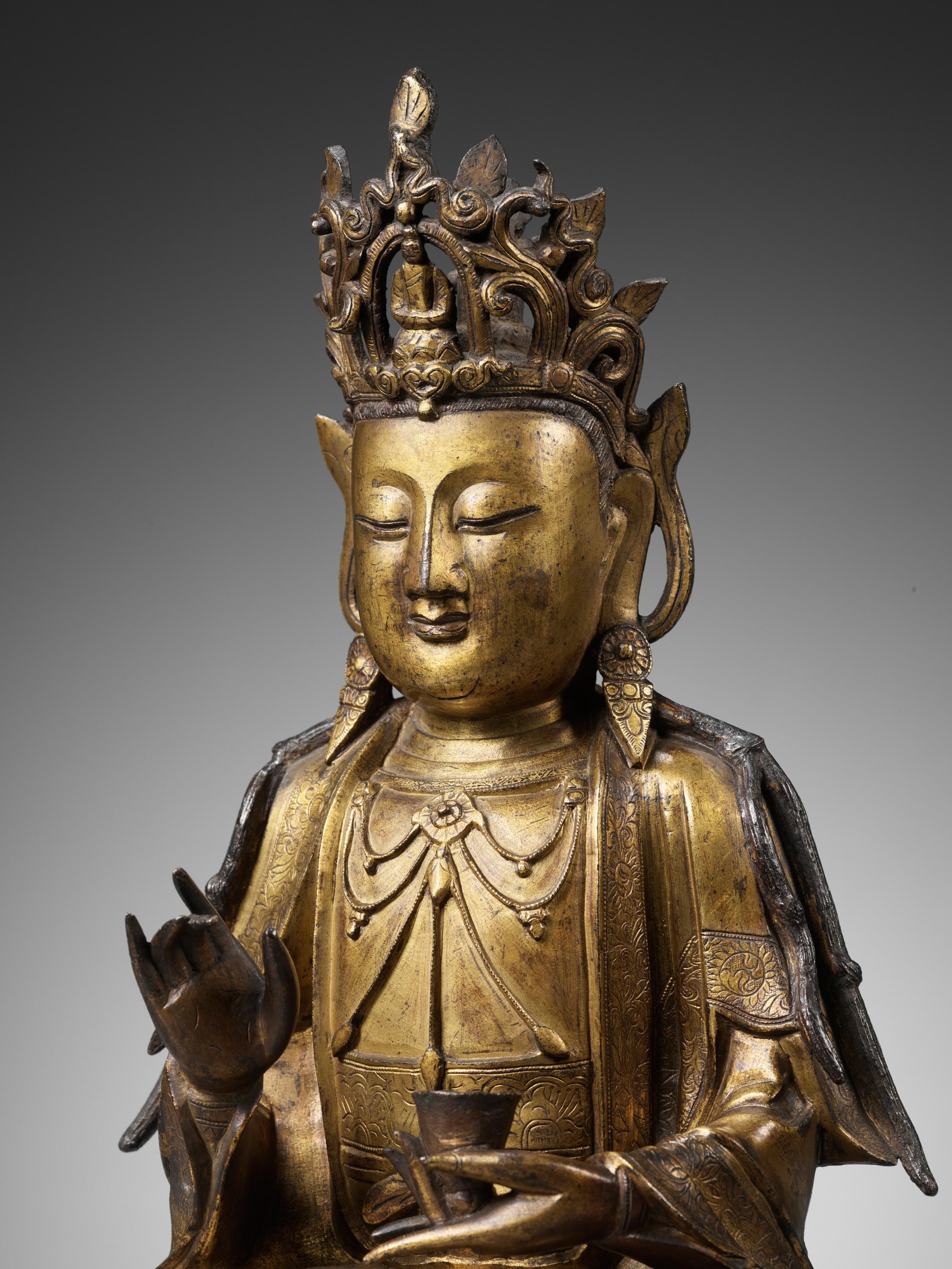 Large Ming Chinese Gilt-Bronze Sculpture of Guanyin, 16th-Century ...