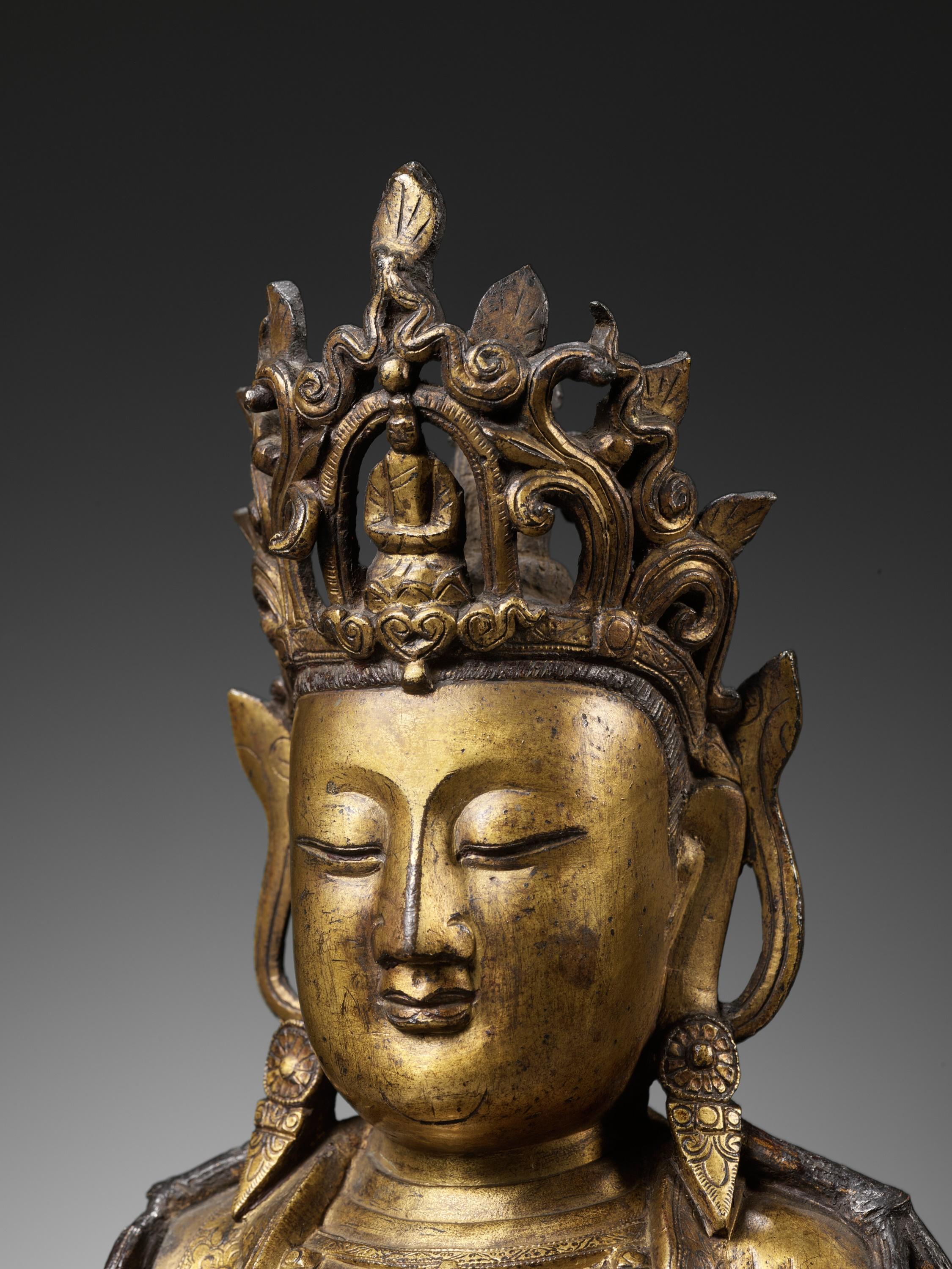 Large Ming Chinese Gilt-Bronze Sculpture of Guanyin, 16th-Century ...