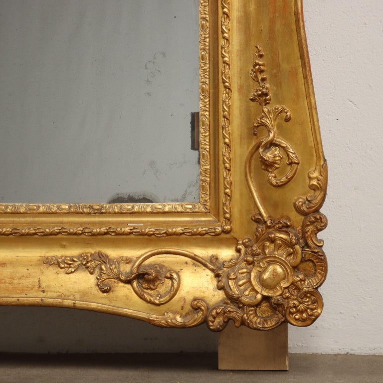 Large Mirror Carved Wood France 19th Century For Sale at 1stDibs