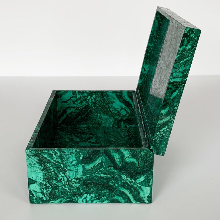 Large Modern Malachite Stone Jewelry Box at 1stDibs