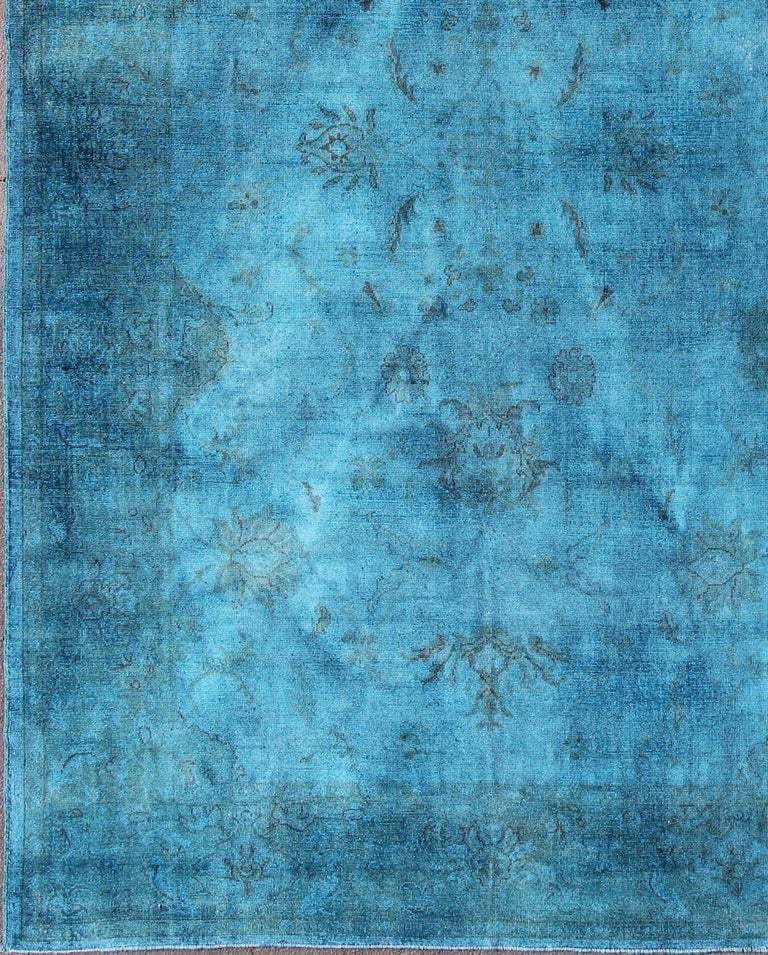 Large Modern Oushak Turkish Rug Over-Dyed in Blue Shades For Sale at ...