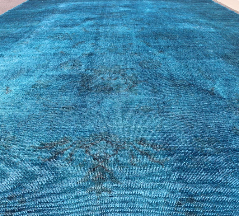 Large Modern Oushak Turkish Rug Over-Dyed in Blue Shades For Sale at ...