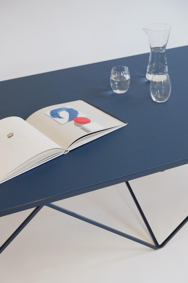 Large Modern Coffee Sofa Table with Blue Natural Linoleum Top ...