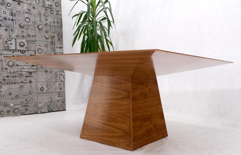 Large Modern Studio Square Walnut Pyramid Shape Base Dining Conference ...