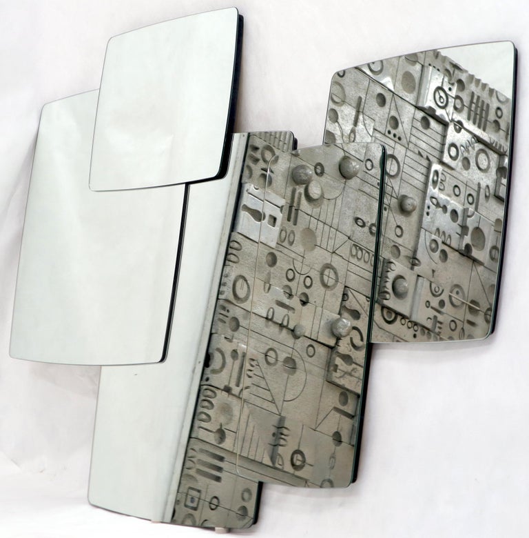 Large Modern Wall Cluster Mirror Consisted of 5 Rounded Corners Mirrors ...