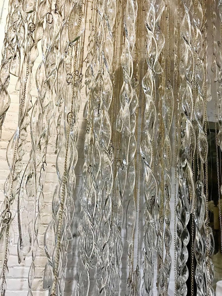 Large Moderne Gilt and Glass Chandelier For Sale at 1stdibs