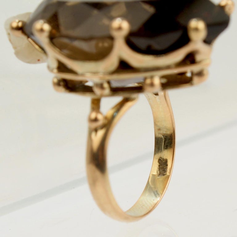 Large Modernist 14 Karat Gold and Smoky Quartz Cocktail Ring For Sale ...