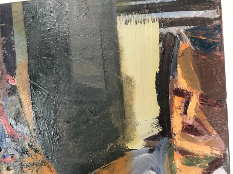 Large Modernist Abstract Oil on Canvas Looking Forward Looking Back by ...