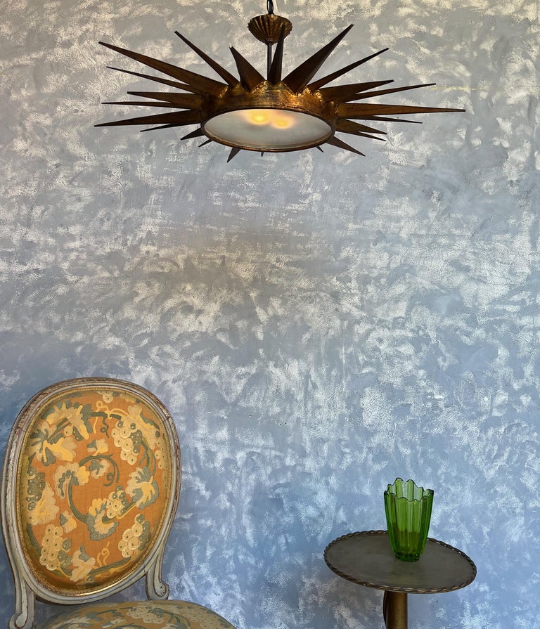 Large Modernist Ceiling Fixture with Pointed Rays For Sale at 1stDibs