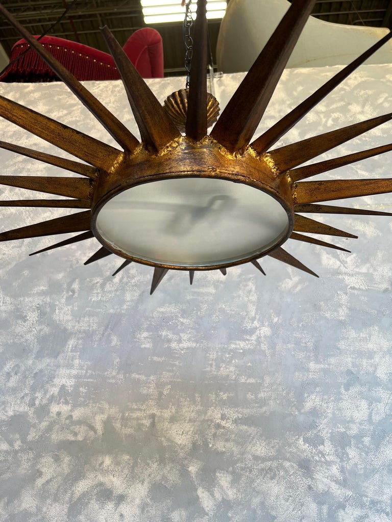 Large Modernist Ceiling Fixture with Pointed Rays For Sale at 1stDibs