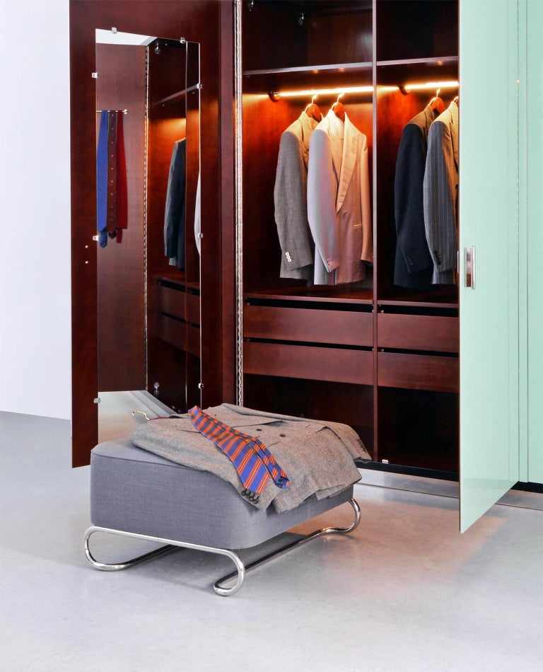 Large Modernist Customizable Tubular Steel Stool, Fabric / Leather ...