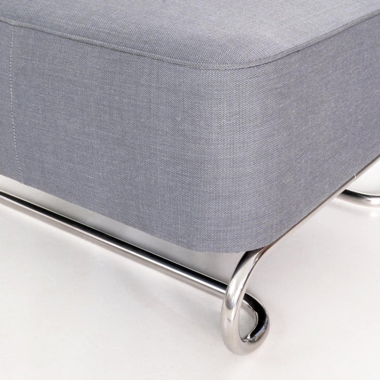 Large Modernist Customizable Tubular Steel Stool, Fabric / Leather ...