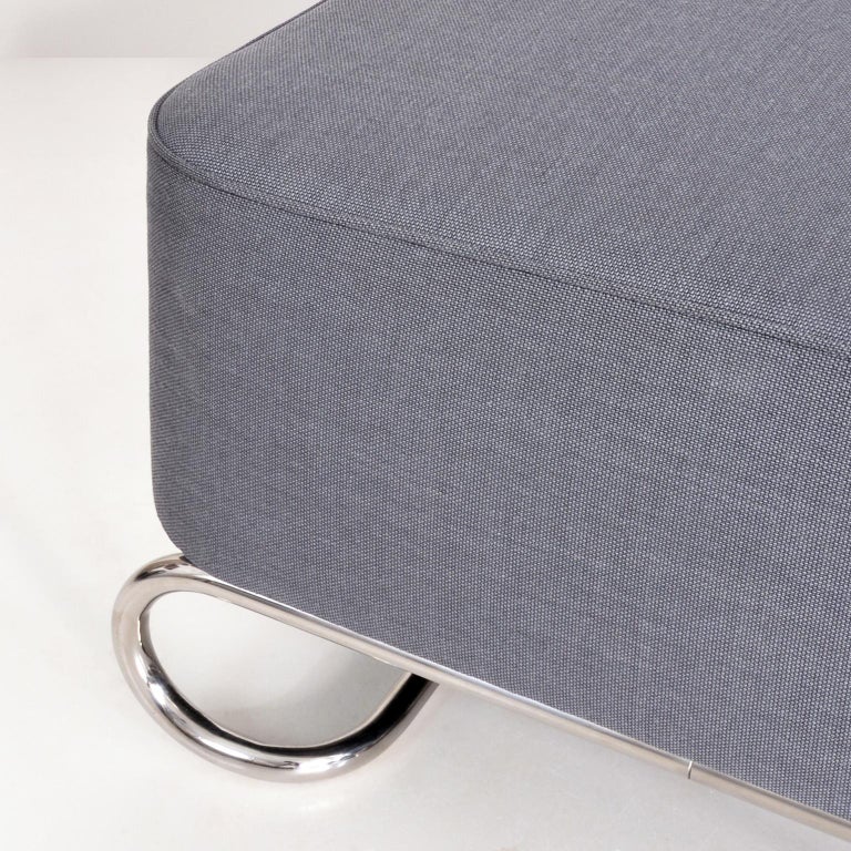 Large Modernist Customizable Tubular Steel Stool, Fabric / Leather ...