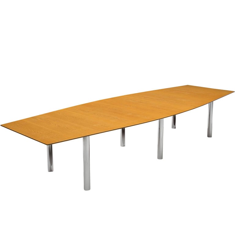 Large Modernist Knoll Table in with Steel Legs For Sale at 1stDibs