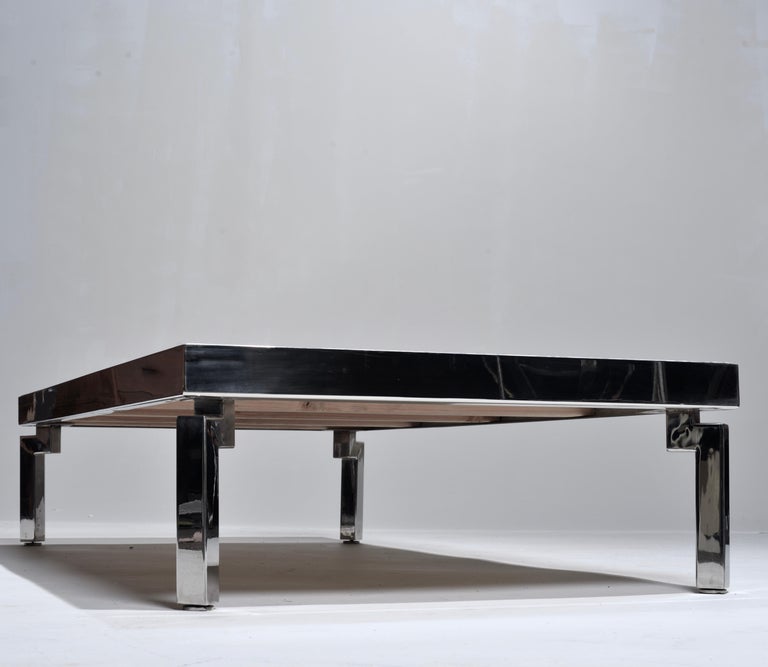 Large Modernist Mable and Stainless Steel Coffee Table by Stendig ...