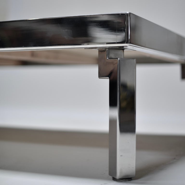 Large Modernist Mable and Stainless Steel Coffee Table by Stendig ...