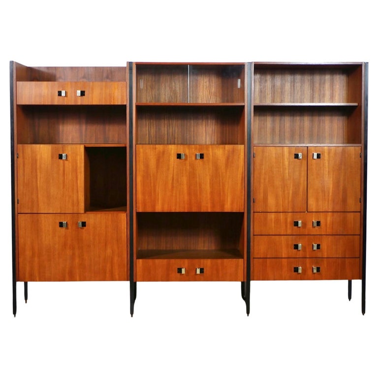 Large Modernist Modular unit in teak wood from France, 1950-1960 For ...