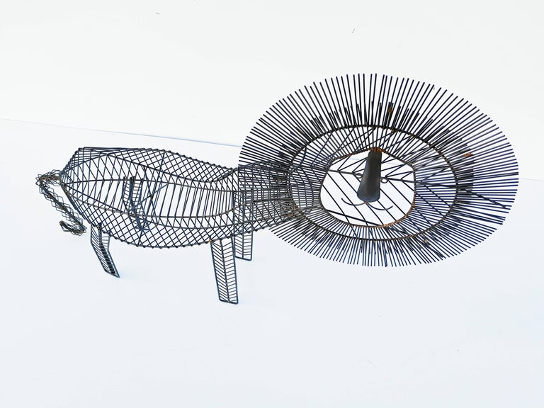 Large Modernist Wire Lion Sculpture For Sale at 1stDibs
