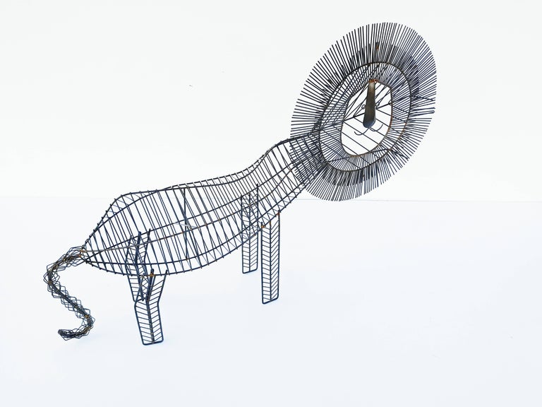 Large Modernist Wire Lion Sculpture For Sale at 1stDibs