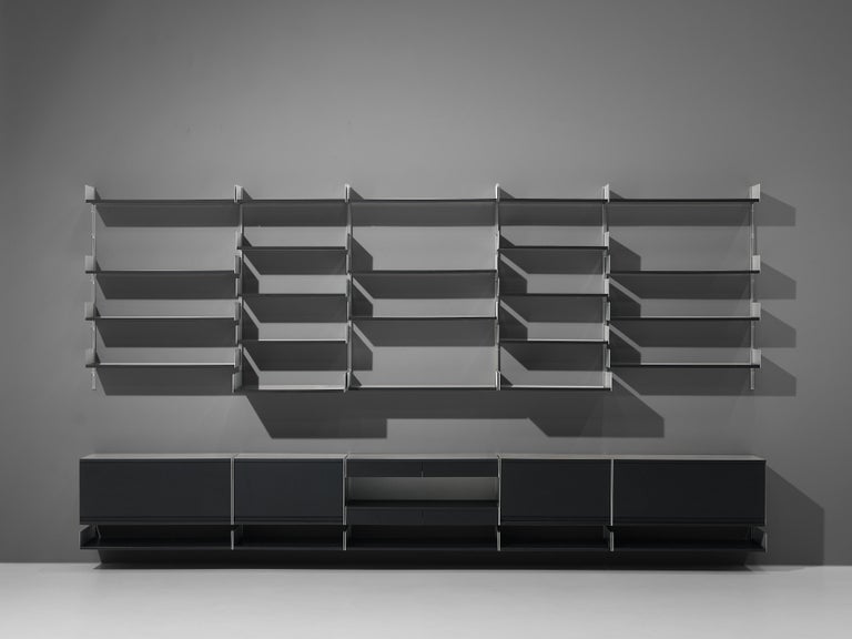 Large Modular Wall Unit by Dieter Rams in Aluminum and Black Wood For ...