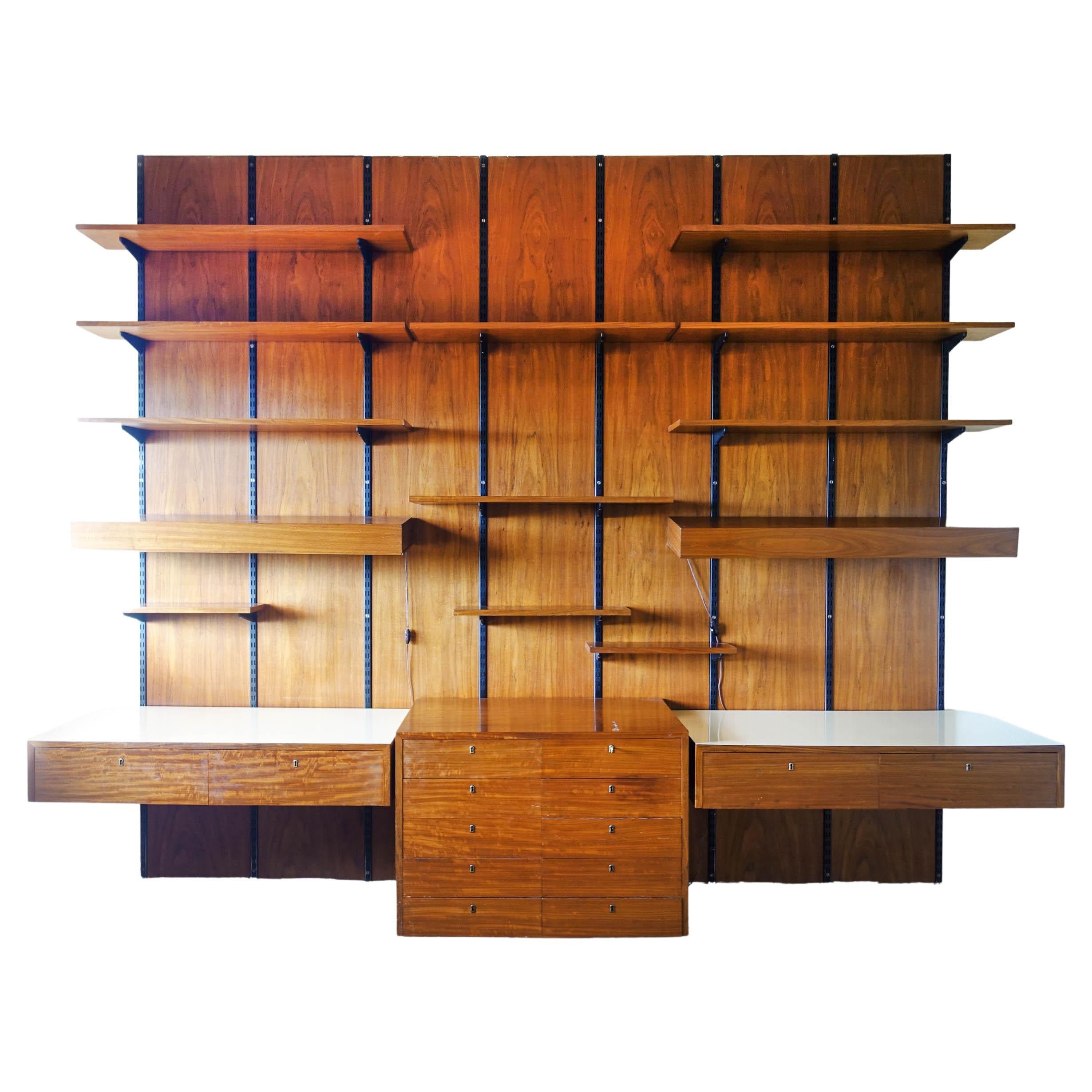 Teak Modular Wall Unit with Large Table/ Desk Unit by Louis Van ...